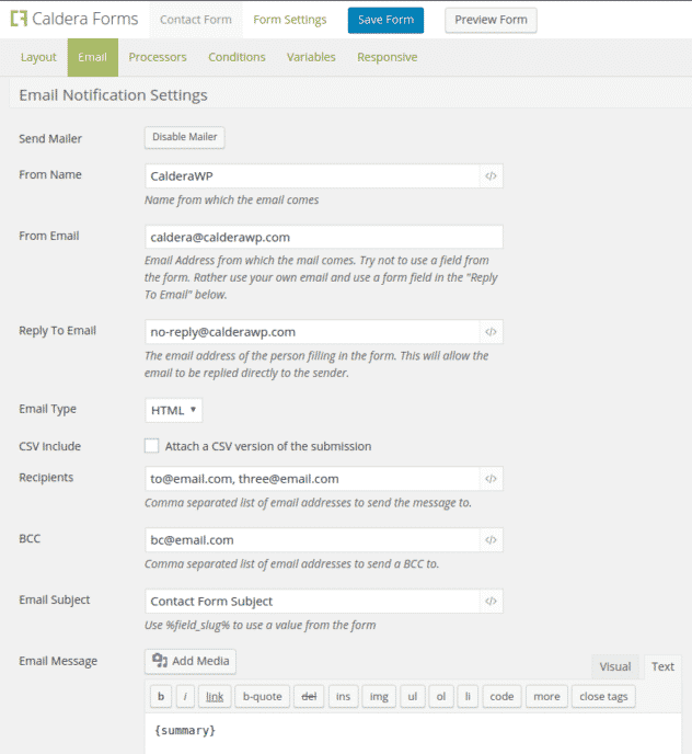 Setting Up The Caldera Forms Email Notification - WordPress Form ... Setting Up The Caldera Forms Email Notification - WordPress Form ...