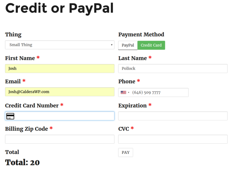 Credit Card Field - WordPress Form Builder | Caldera Forms Credit Card Field - WordPress Form Builder | Caldera Forms