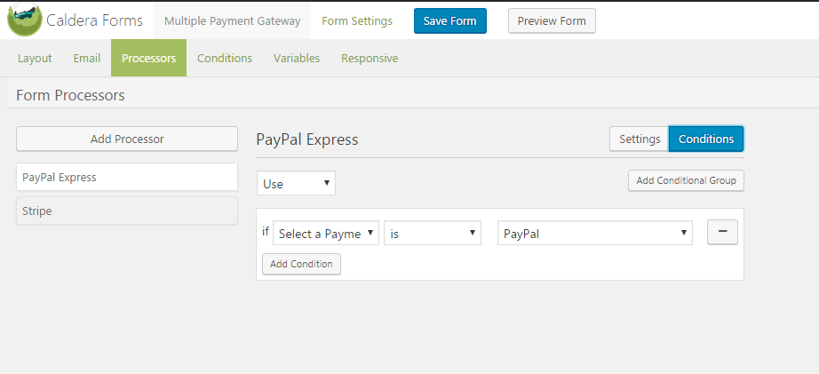 Caldera Forms Payment Processor Condition Wordpress Form Builder Caldera Forms
