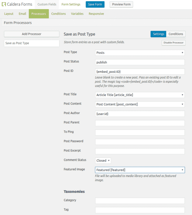Custom Fields Wordpress Form Builder Caldera Forms