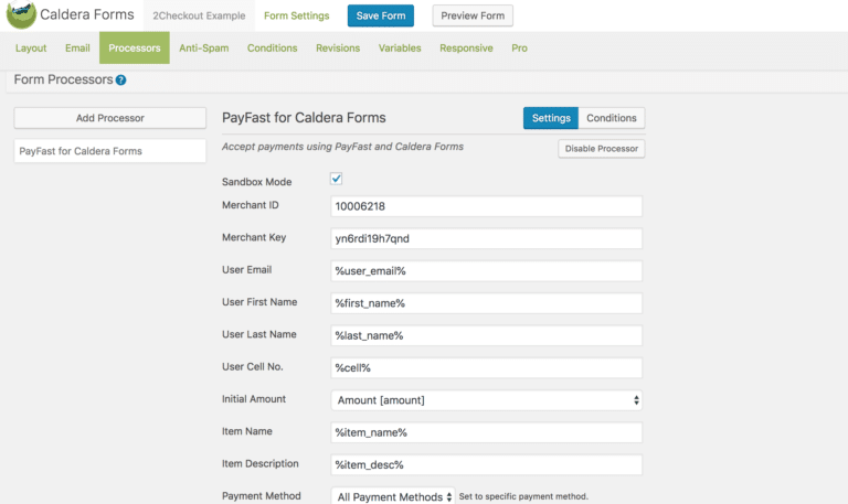 Caldera Forms PayFast Settings - WordPress Form Builder | Caldera Forms Caldera Forms PayFast Settings - WordPress Form Builder | Caldera Forms